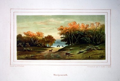 1857 Red Sky Sunrise Landscape Lithography Litho Reubke Gerhard | eBay