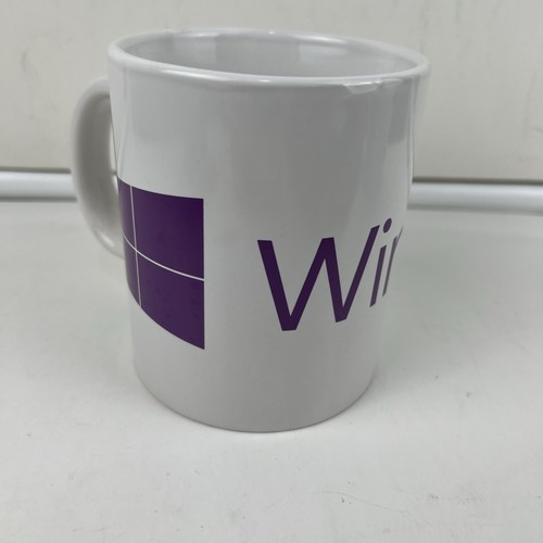Microsoft Windows 20 oz Ceramic Coffee Mug White Purple Logo & Letters ...