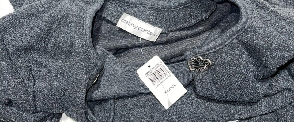 Cathy Daniels XL Sweater Built In Shirt Top Blouse Cardigan Gray | eBay
