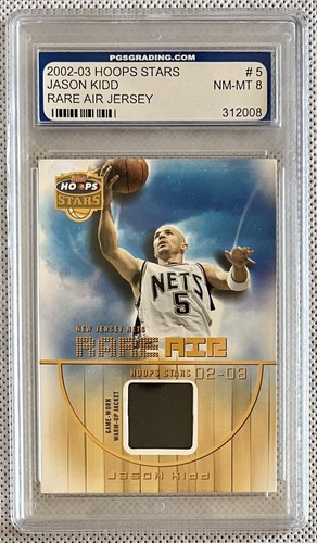 2002 NBA Hoops Stars Fleer JASON KIDD Rare Air Warmup Jacket Patch Nets ...