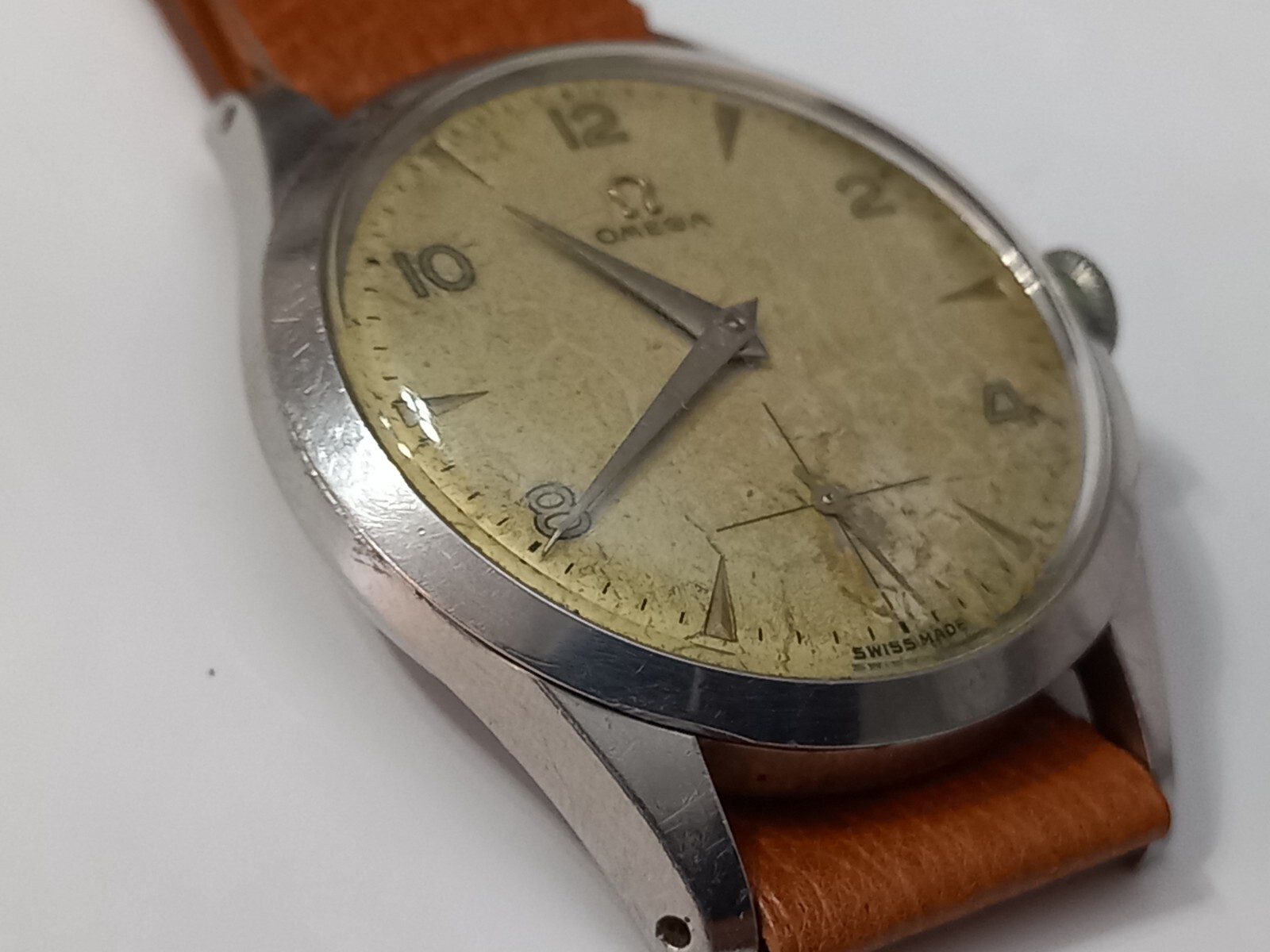 VINTAGE 1954 OMEGA 2750-9 MANUAL CAL 266 STAINLESS STEEL FULL SIZE 35MM ...