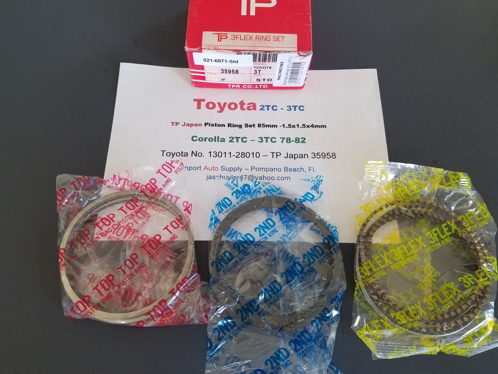 Toyota 2TC & 3TC 78-82 Corolla Piston Ring Set Standard - TP-Japan | eBay