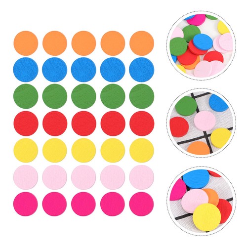 200 Pcs Wooden Disc Learning Tool Colored Counters Child Two for Math ...