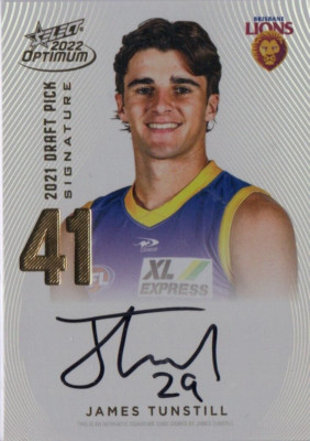 2022 AFL SELECT OPTIMUM GOLD DPS JAMES TUNSTILL BRISBANE LIONS 35/85 ...