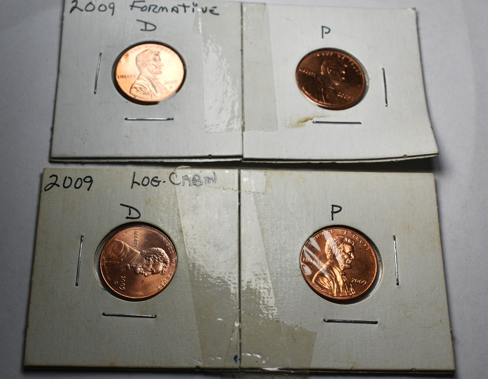 2009 P&Ds UNCIRCULATED LINCOLN PENNY 4 Coins FORMATIVE YEARS & LOG ...