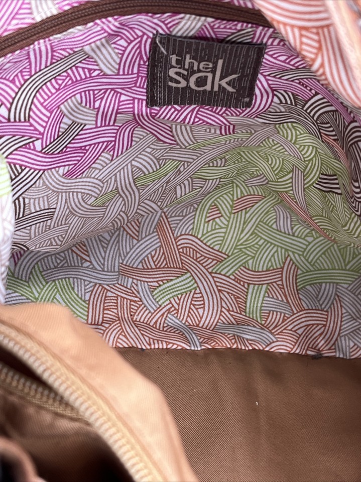 THE SAK Indio Brown Leather Hobo Bucket Drawstring Bag Handbag Purse ...