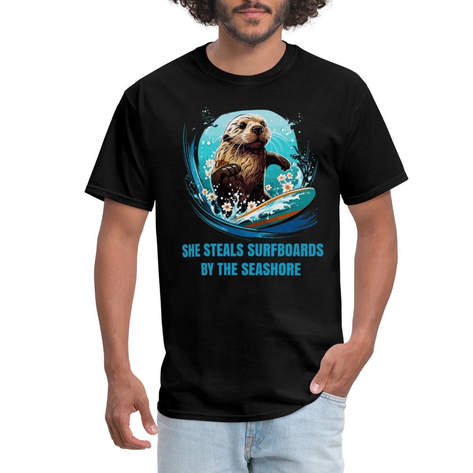 2025 Team Otter 841 / Funny Surfing Otter Theft Men's T-Shirt | eBay