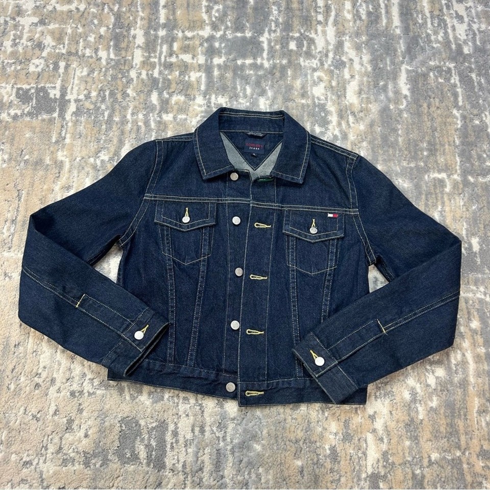 Y2K 2001 Vintage Tommy Girl Dark Wash Denim Trucker Jean Jacket Medium | eBay