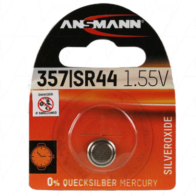 Ansmann 357 Silver Oxide Battery Replaces 357, D357, SB-B9, SR44W ...