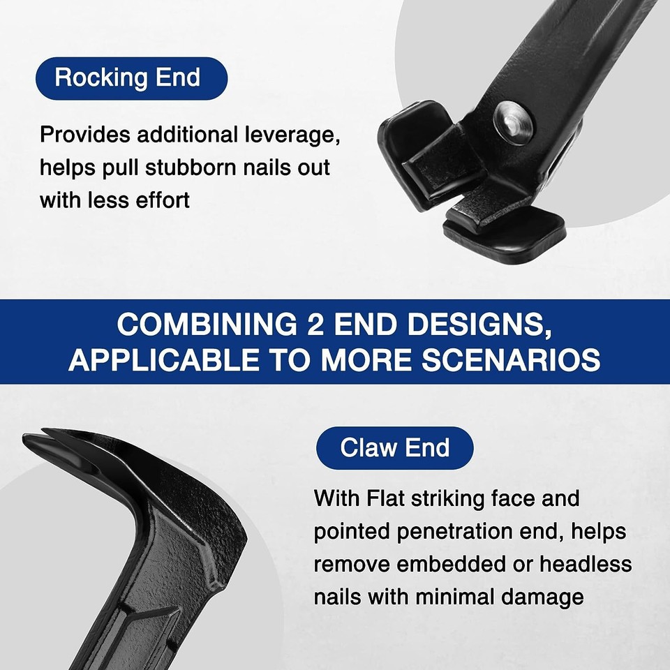 13" Nail Puller Crowbar Cats Paw Pry Bar Nail Remover Tool w/Rocking ...