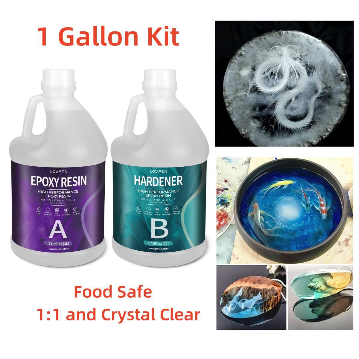 Crystal Clear Epoxy Resin - 16/32/64 oz 1 Gallon 2 Gallon Kit - Food ...