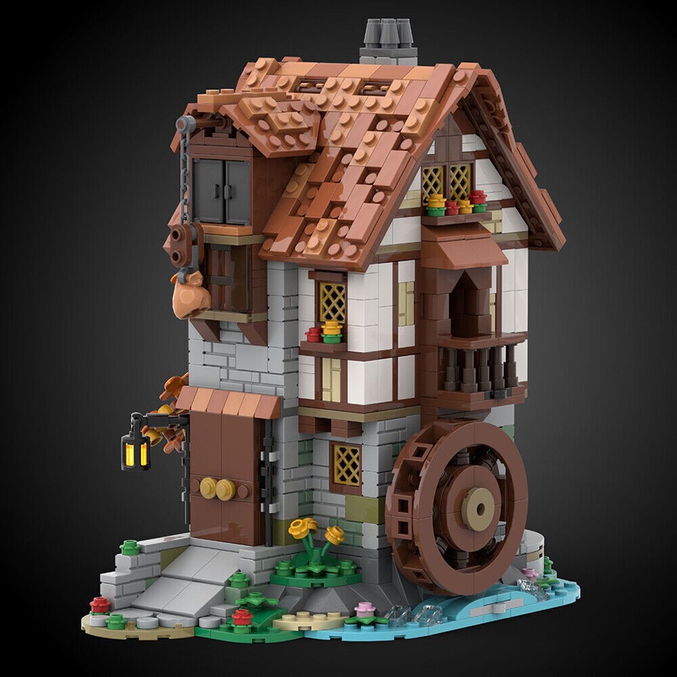 1235Pcs Medieval Watermill Modular Building Model for CollectionMOC ...