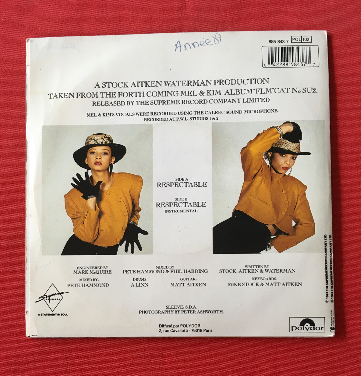 Mel & Kim Respectable 885843-7 VG+ Vinyl 45T Sp | eBay