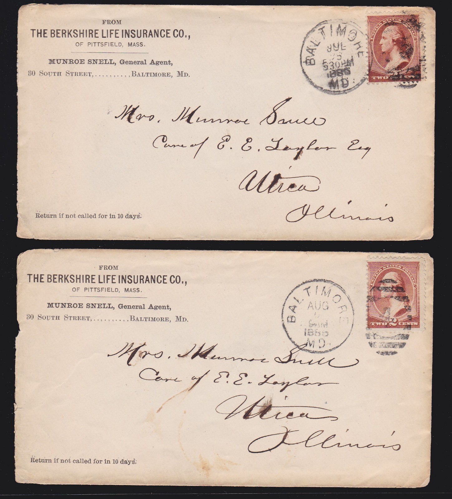 US Lot of 2 The Berkshire Life Insurance Advertising Covers | eBay