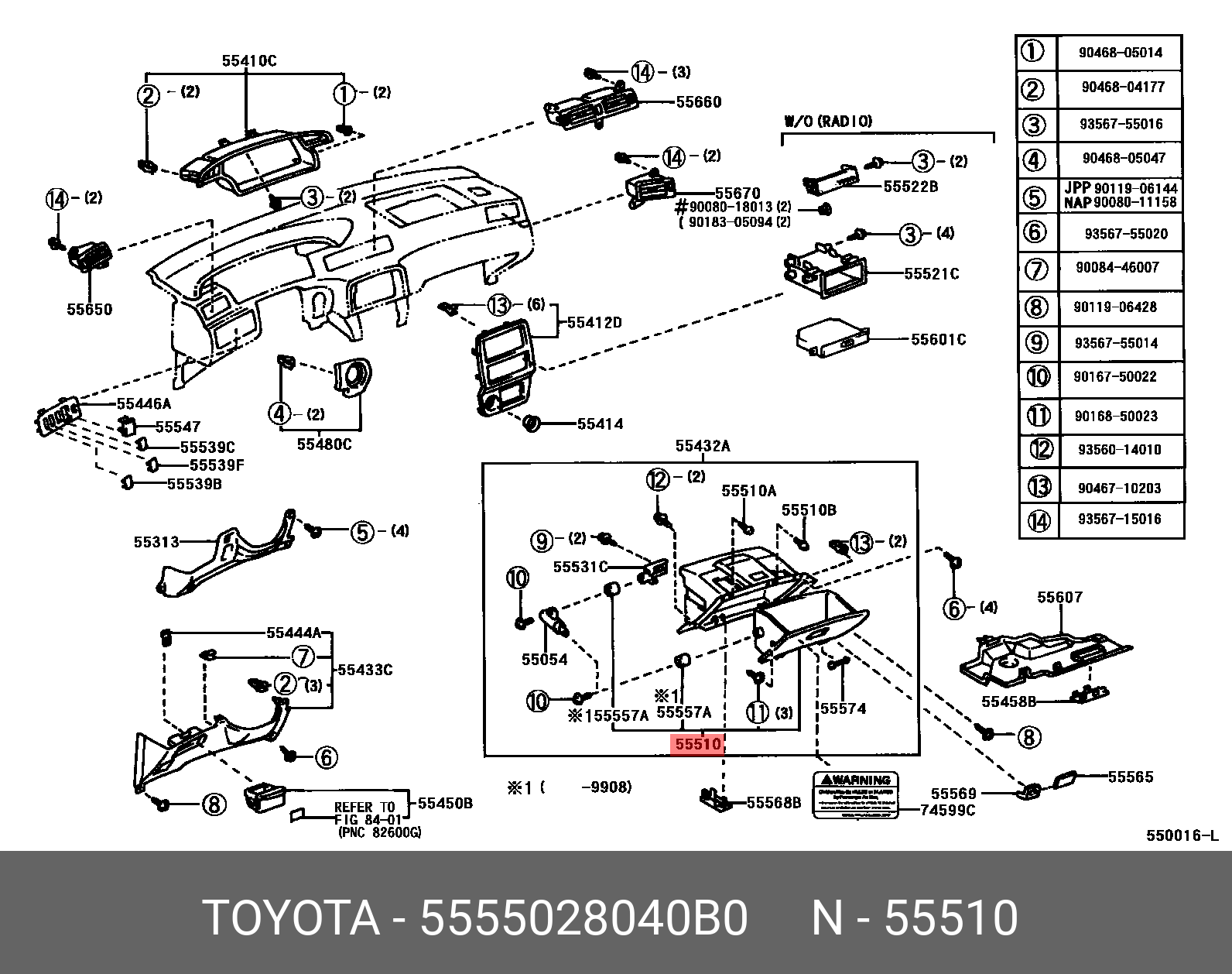 Original door assy, glove compartment, 5555028040B0 for TOYOTA 55550 ...
