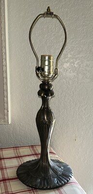 Vintage Heyco Tiffany Style Metal Lamp Base 17” Art Nouveau With Harp ...