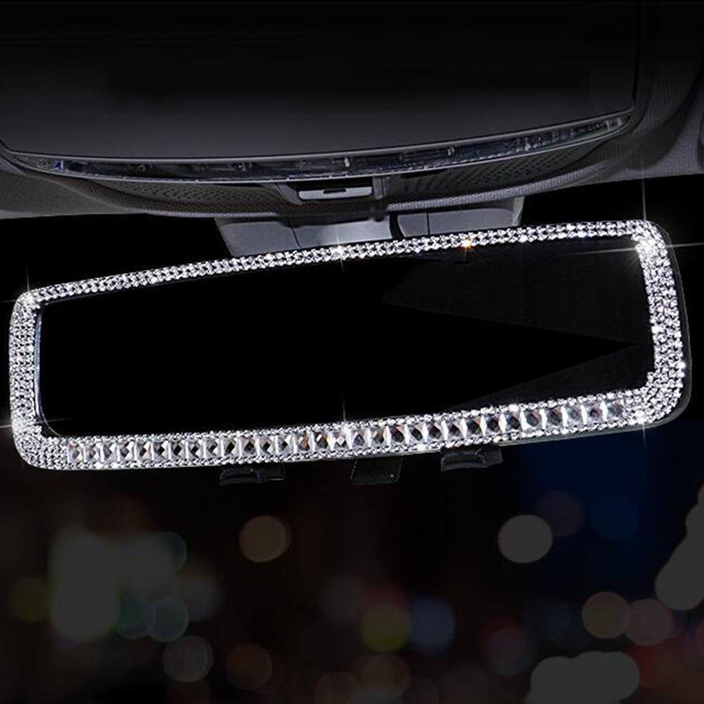 Car Crystal Diamond Interior Rearview Mirror Women Bling Auto Decor ...