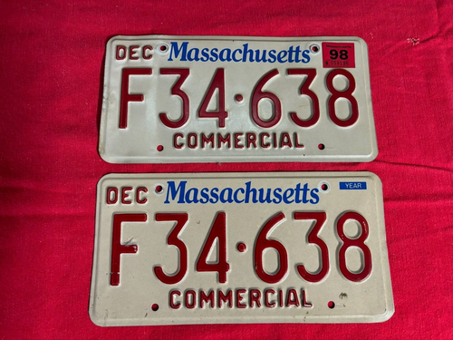 Massachusetts License Plates F34-638 Mass Pair Retired MA | eBay