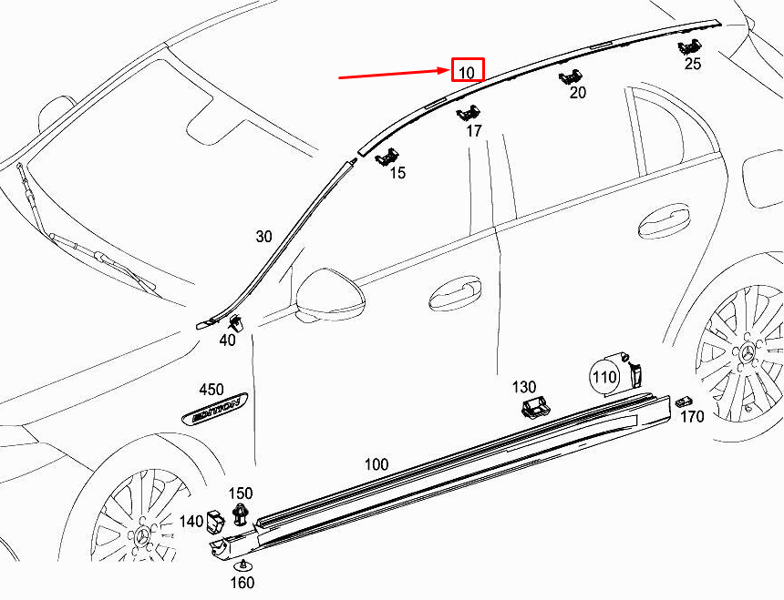 MERCEDES a Class 18-21 W177 Roof Rail Gutter Trim Right Driver Side ...