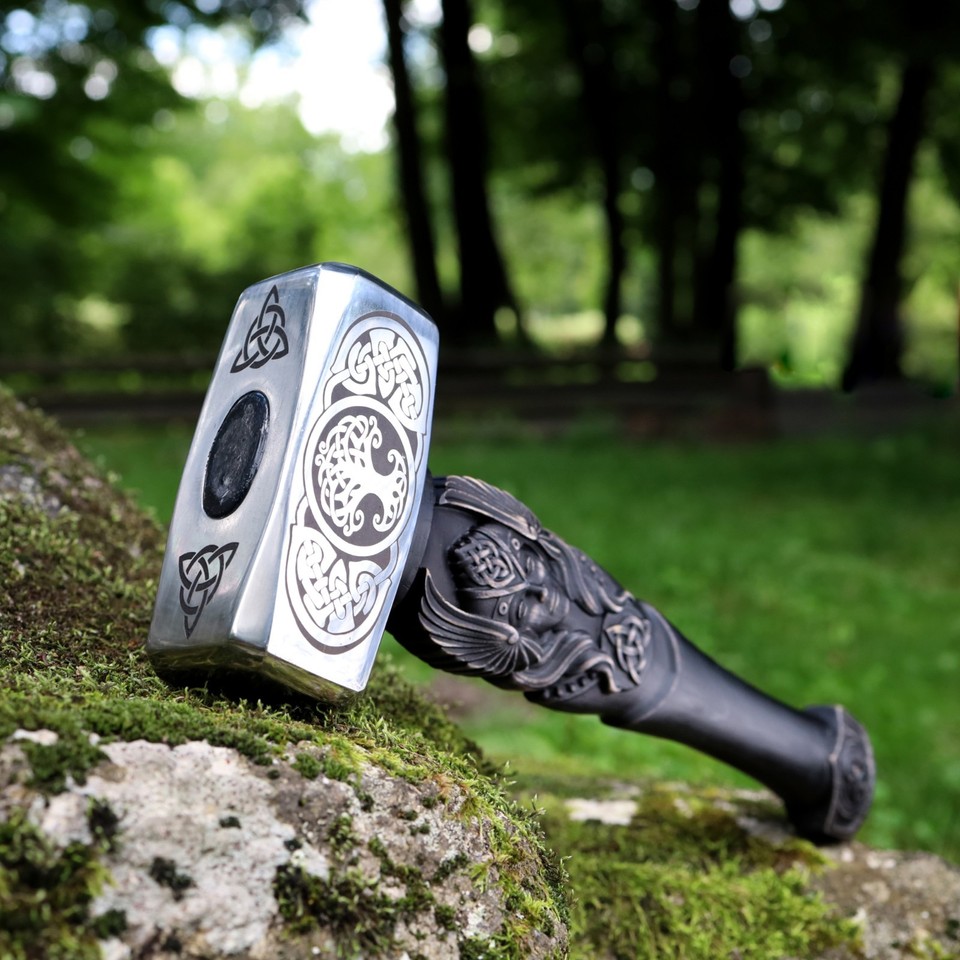 Viking Hammer with Freya Tree of Life Norse LARP Handmade Collectible 4 ...