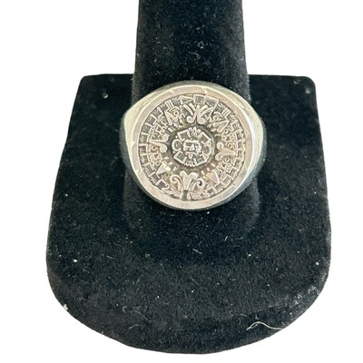 Vintage Aztec Calendar Mexico Silver 925 Signet Men's Ring Sz 9 | eBay