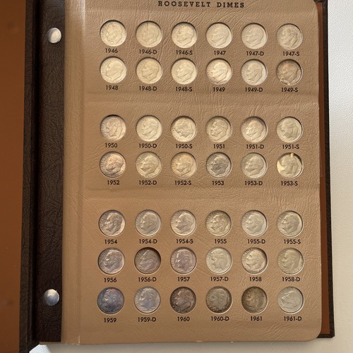1946-1964 Roosevelt Dime 48 Coin BU Set 10c 90% Silver In Dansco Album ...