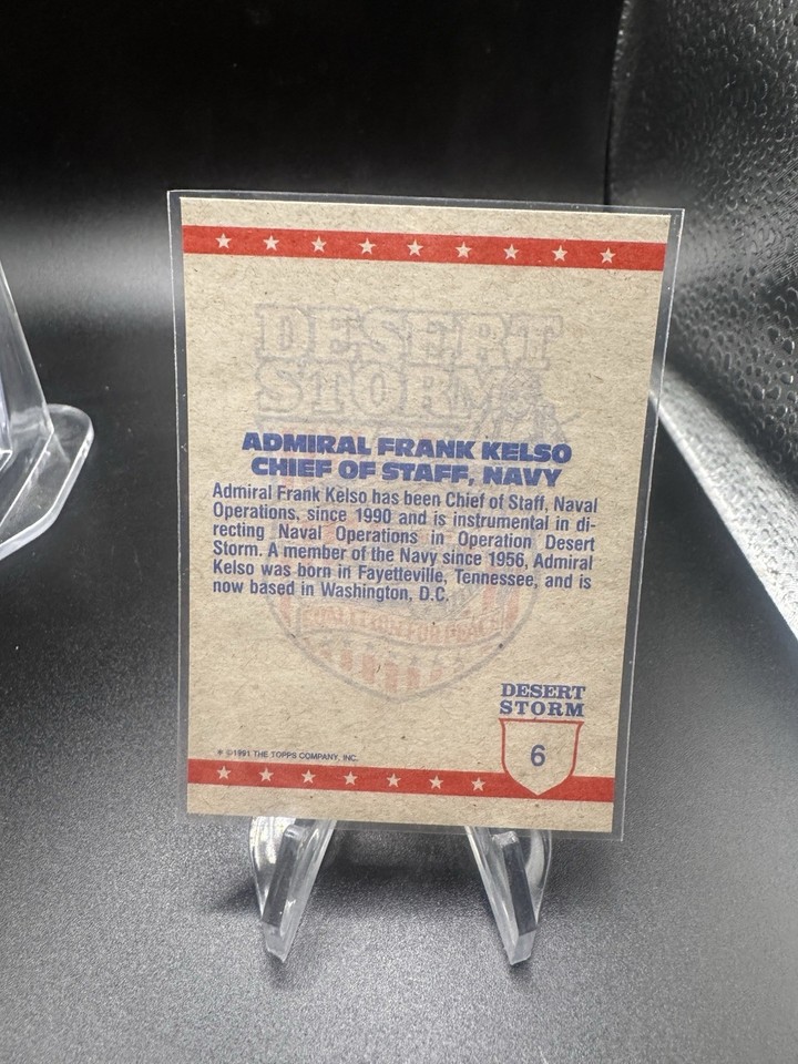 1991 Admiral Frank Kelso 6 Desert Storm Topps Trading Card Game TCG CCG ...