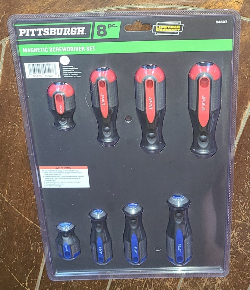 Pittsburgh 8pc. Magnetic Screwdriver Set w/(4) Slotted & (4) Phillips ...