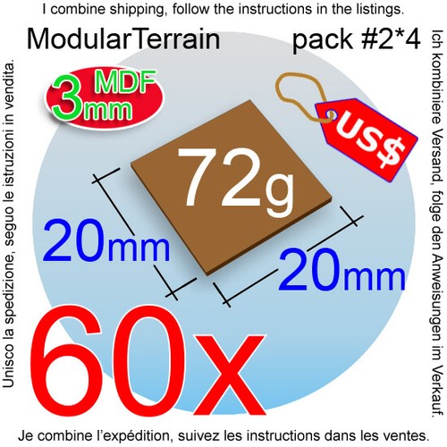 60x 3mm MDF 20mm 20x20mm Square Base Warhammer 40k AOS Age Of Sigmar ...