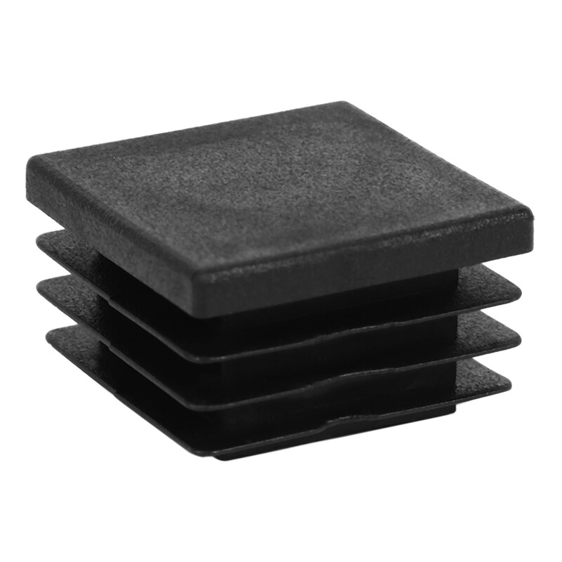 24 Pcs 30mm x 30mm Plastic Ribbed Square End Caps Tube Insert Black ...