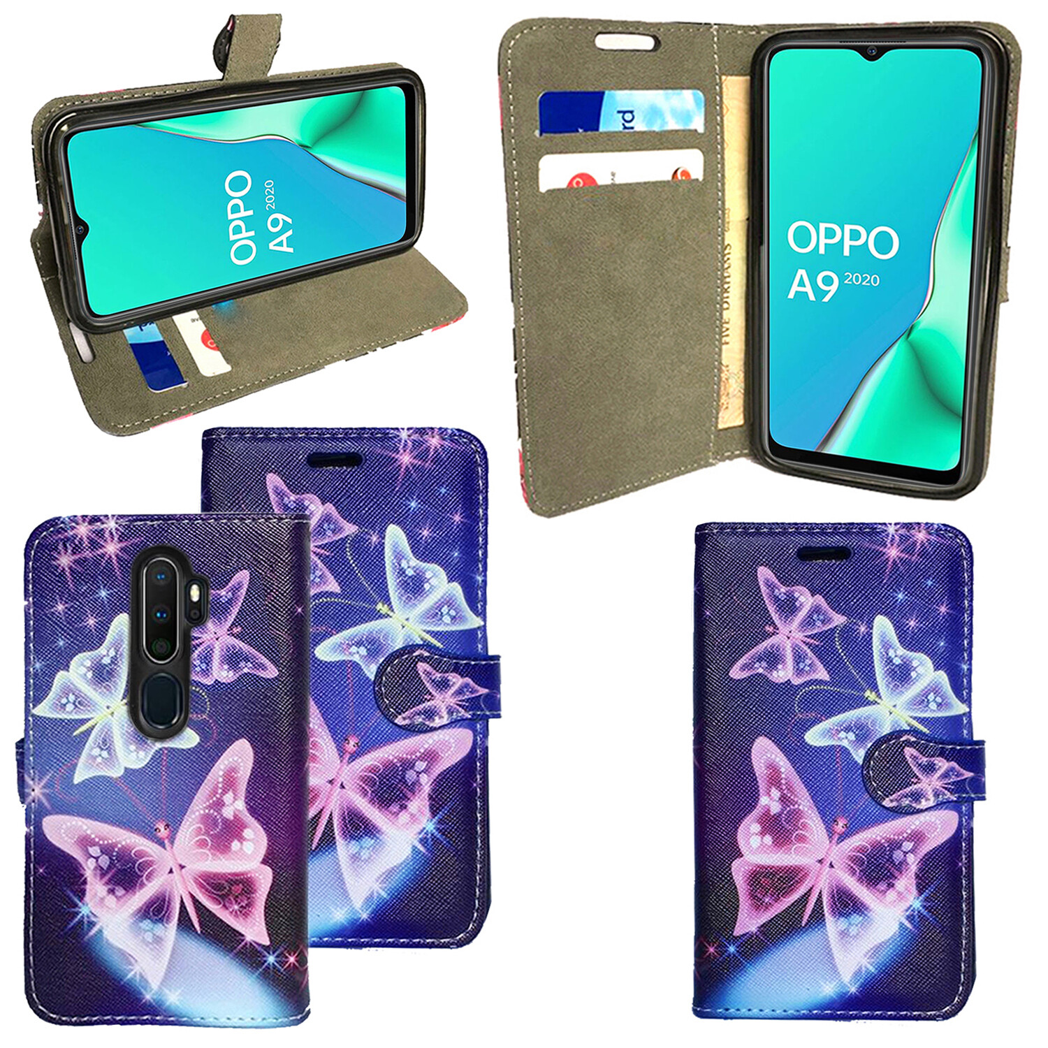 For Oppo A9 A5 2020 A15 A53 A32 A54 PU Leather Wallet Stand Magnetic ...