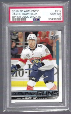 JAYCE HAWRYLUK 2018-19 UD UPDATE SP AUTHENTIC YOUNG GUNS ROOKIE RC PSA ...
