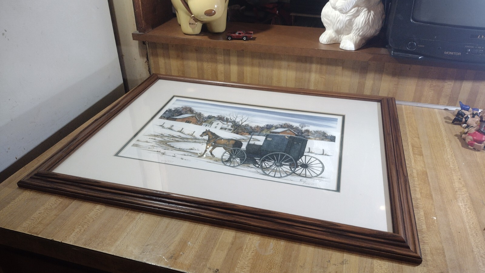 Don Fusco Amish Buggy Framed Picture,snow,farm,26x20! | eBay