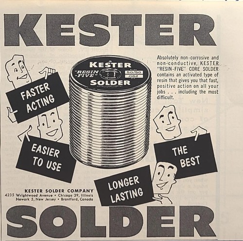 Kester Solder Resin-Five Core Solder Chicago IL Vintage Print Ad 1955 ...