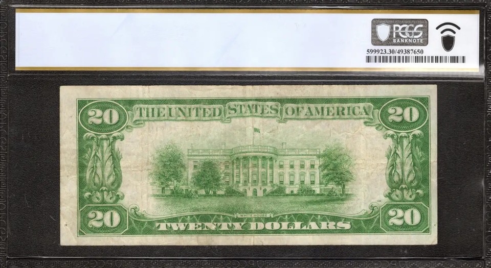 1928 $20 GOLD CERTIFICATE FR.2402 WOODS MELLON A-A BLOCK PCGS 30 VERY ...