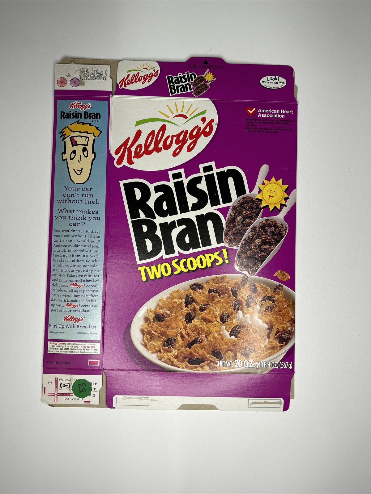 1999 Empty Raisin Bran Two Scoops 20OZ Cereal Box SKU U198/53 | eBay