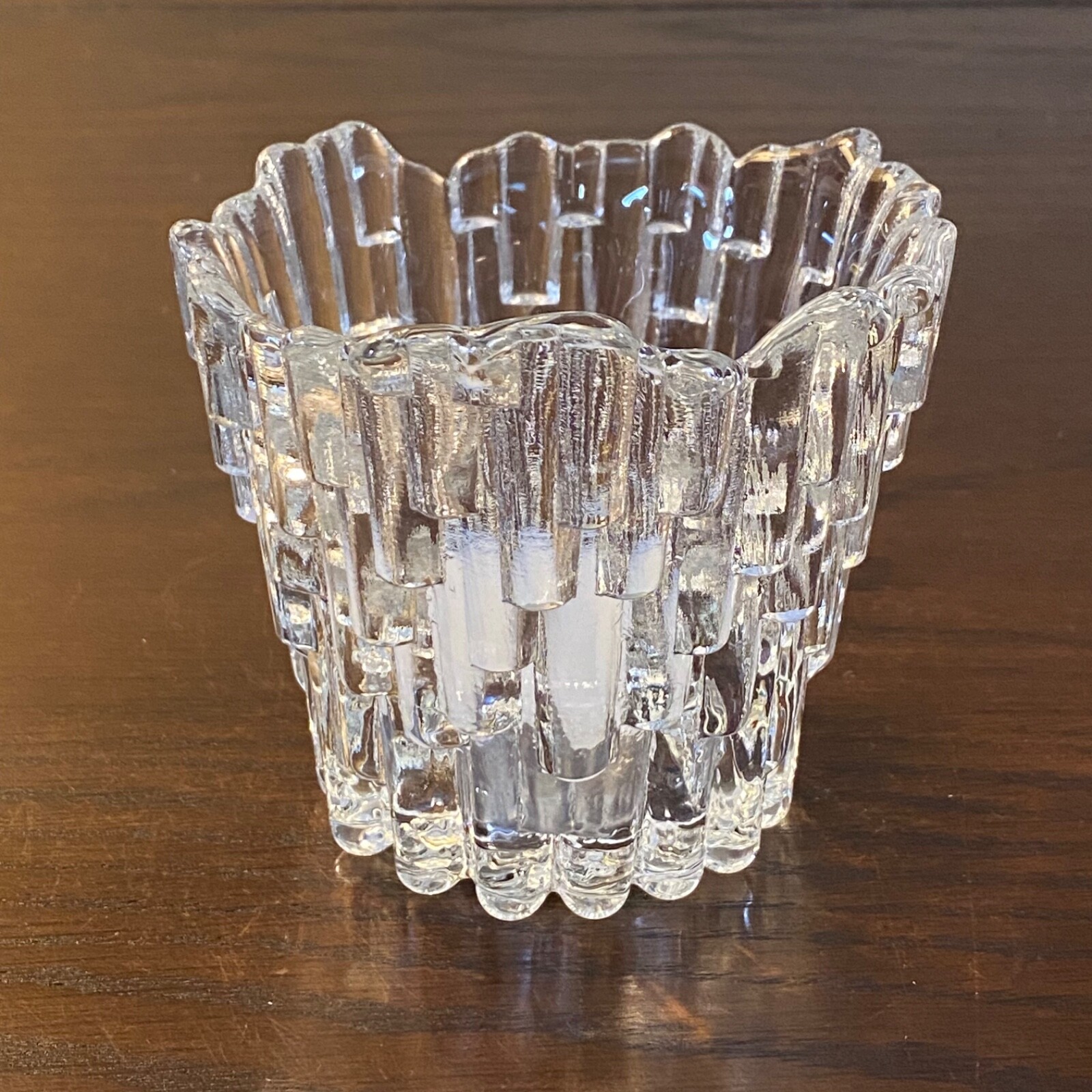 Pilgrim Clear Glass Bamboo or Icicles Textured Votive Tea Light Candle ...