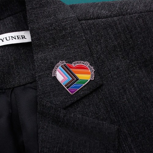 Gay Badge You Can Be Yourself with Me Enamel Pin Safe Space Trans Flag ...
