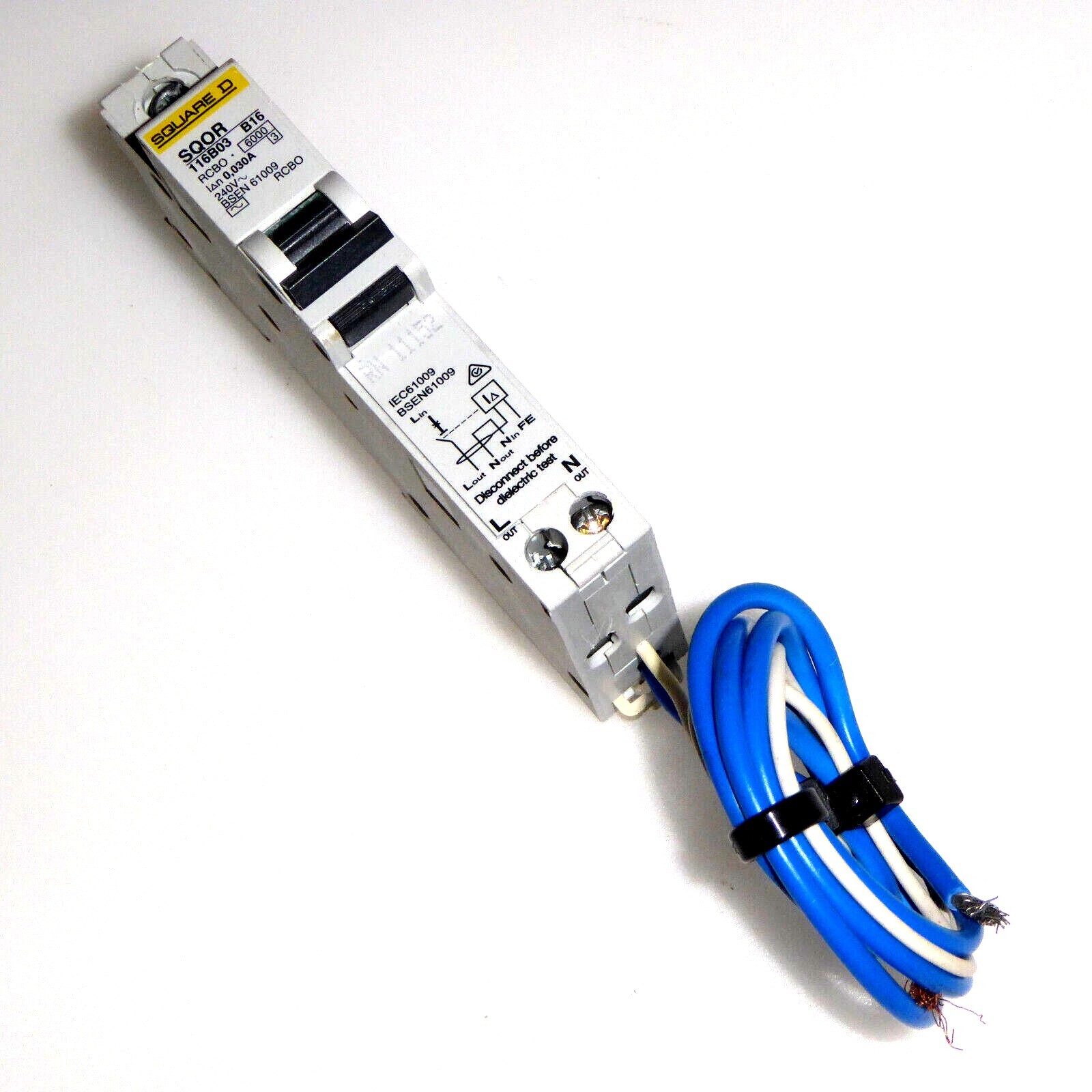 Square D SQOR 116B03 B16 Single Pole RCBO 240V AC B Type 16A Din Rail ...