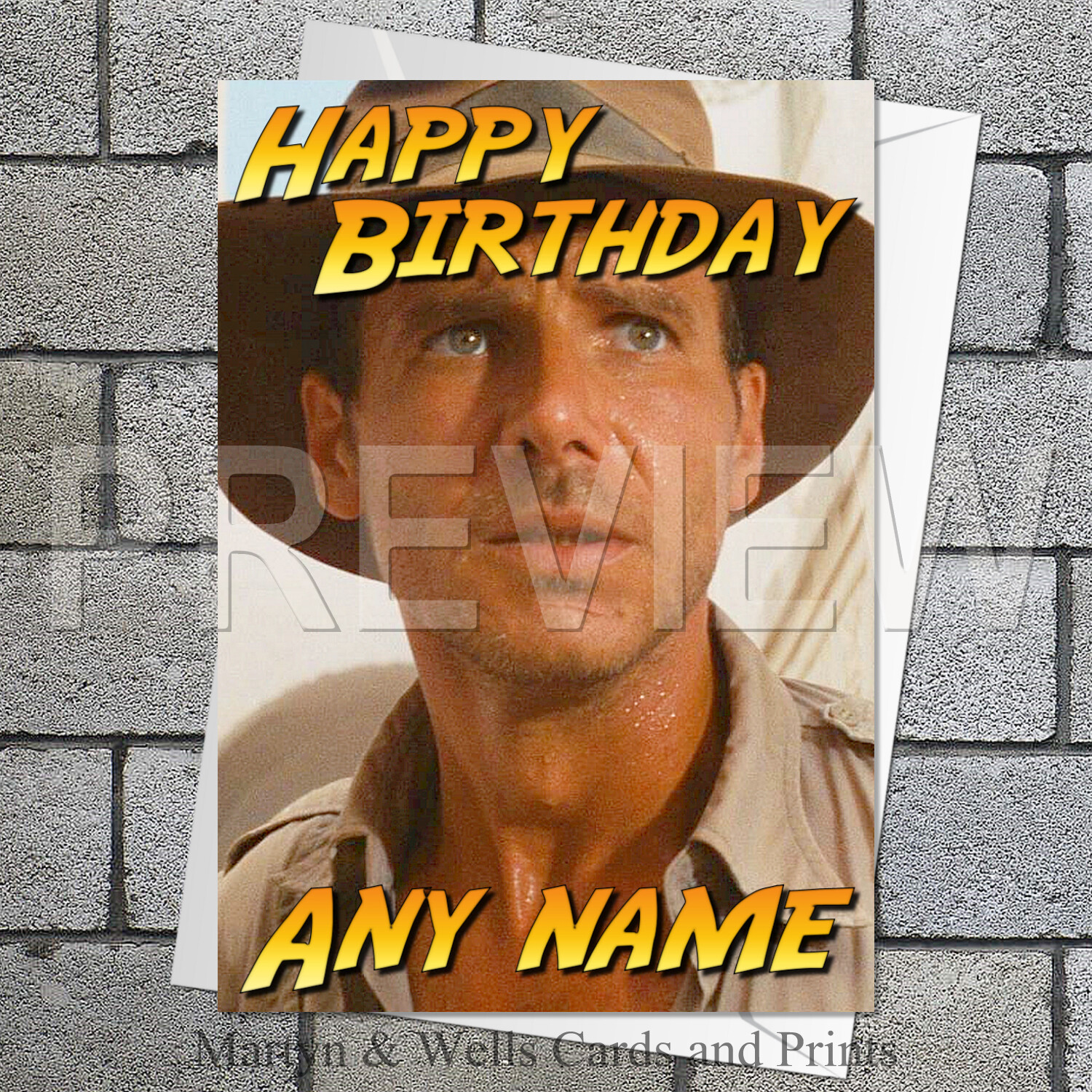 Indiana Jones birthday card. 5x7 inch. Harrison Ford. Personalised plus ...