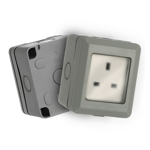 Unswitched 1 Gang Mains Socket Weatherproof In White 240V 13Amps ...