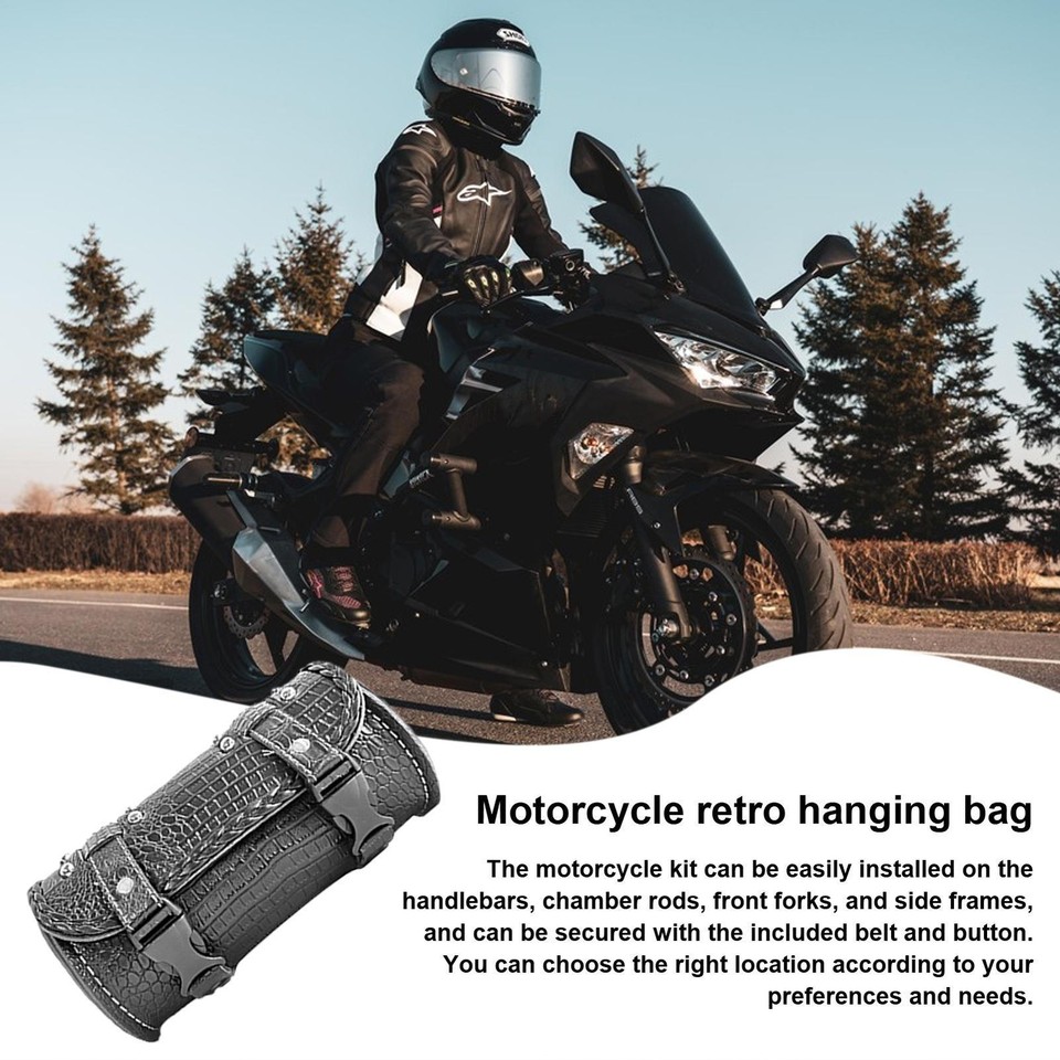 Motorcycle Front Fork Tool Bag Pouch Storage Luggage SaddleBag Leather ...