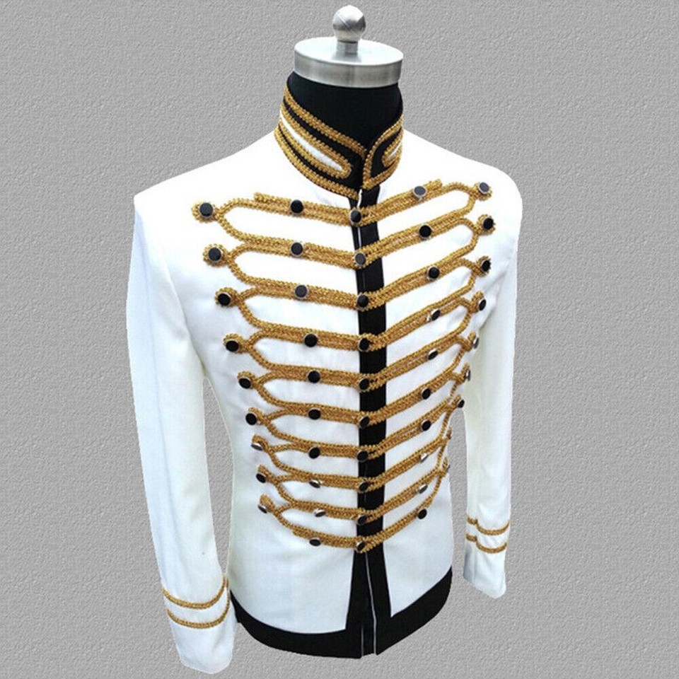 Mens Hussar Jacket Artillery Uniform Drummer Blazer Coat Gothic Retro ...
