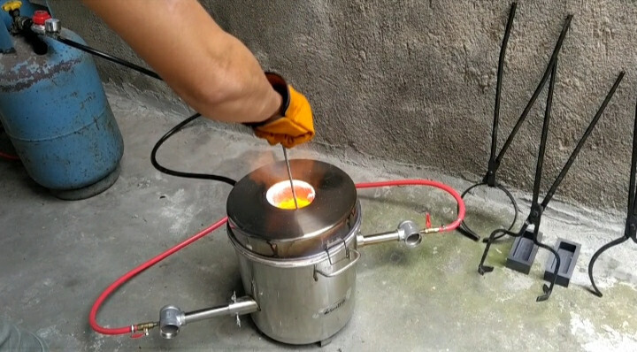 16 KG Gas Metal Melting Furnace Kit Foundry Copper Crucible Tongs Gas ...