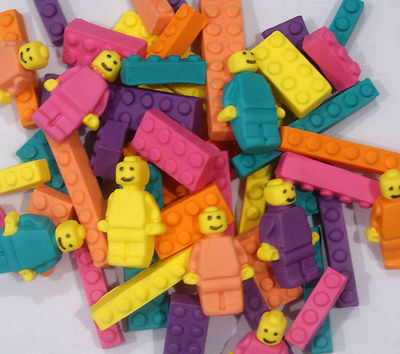 LEGO EDIBLE BUILDING BLOCKS & LEGO MEN X 16 PIECES - GIRL COLOURS ...