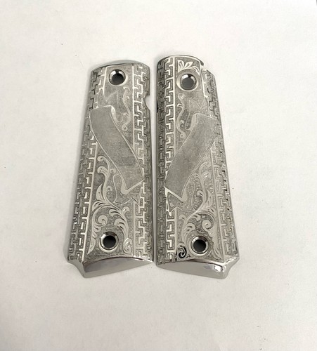 Scroll Engraved Stainless Aztec Border 1911 Grips for Colt 38 Super | eBay