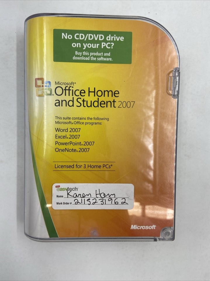 Microsoft MS Office 2007 Home and Student Disc and Product Key In ...