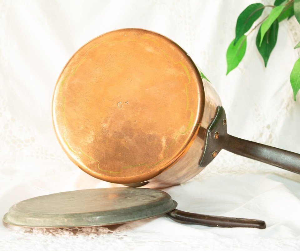 Antique Copper Sauce Pot With Lid Kitchen Decor 1800s | eBay