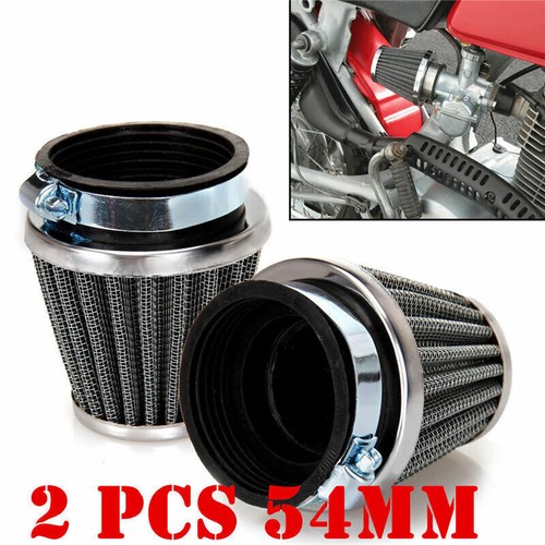 High Quality Durable 2Pc 54mm Tapered Chrome Pod Air Filter Clean For ...
