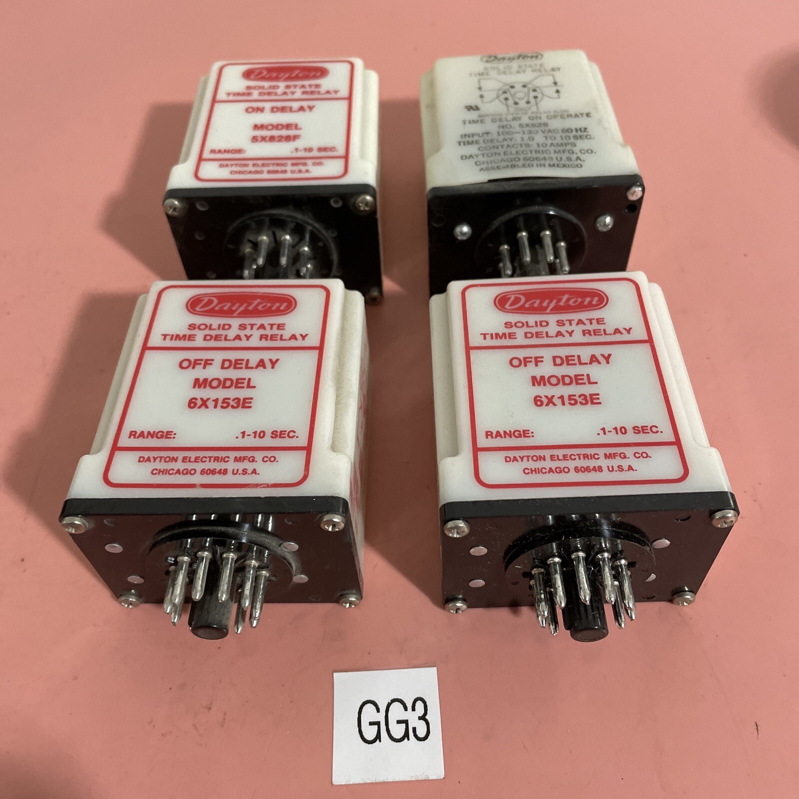 (4) DAYTON SOLID STATE TIME DELAY RELAYS 2-6X153E,1-5X828F,1-5X828 FAST ...